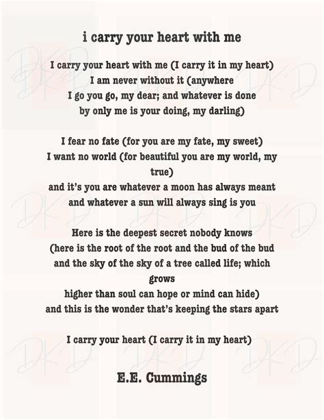 I Carry Your Heart With Me Poem By E E Cummings Printable Pdf And Png