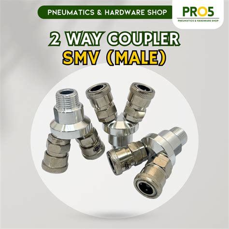 Smv 2 Way Pneumatic Air Quick Connecting Male Coupler Pneumatic Air Compressor Hose Quick