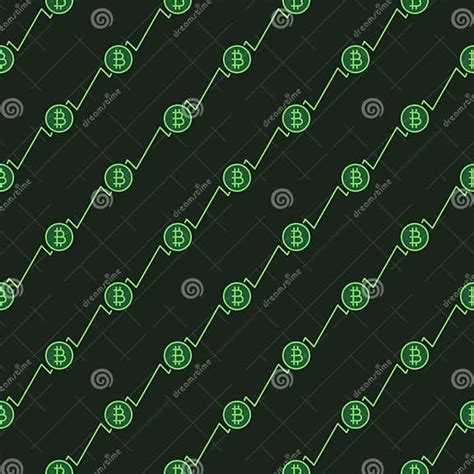 Bitcoin Rising Graph Vector Blockchain Technology Colored Seamless