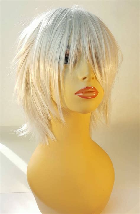Short Platinum Blonde Wig With Textured Layers Short Platinum Etsy