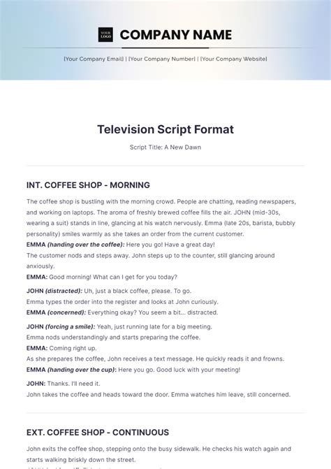 Free Television Script Format Template To Edit Online