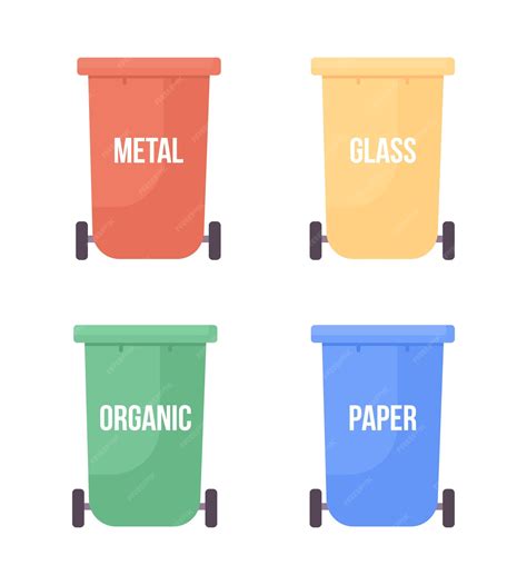 Premium Vector Recycling Bins Semi Flat Color Vector Objects Set