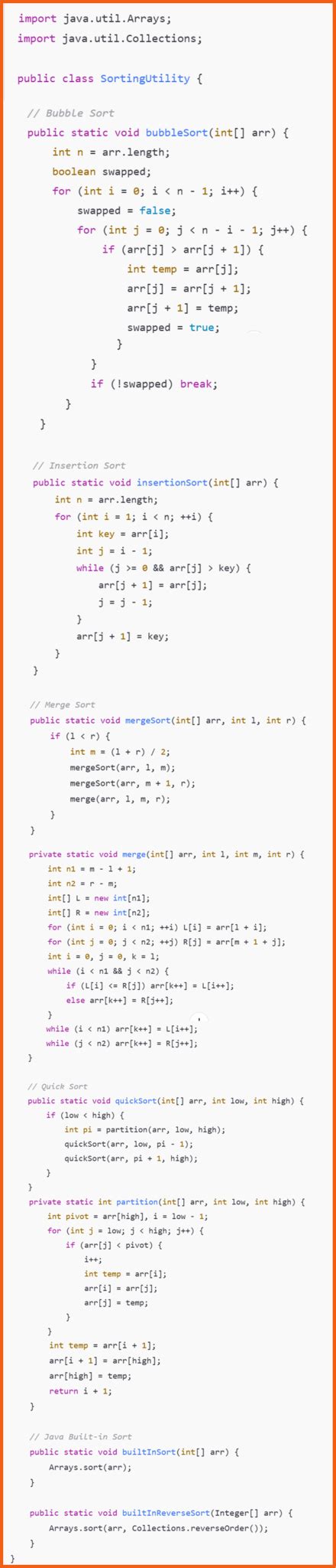 How To Implement Sorting Algorithms In Java