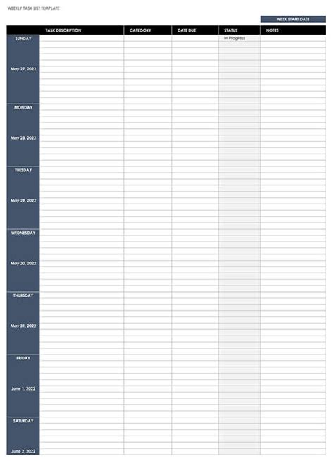 Free Printable Task List Templates Excel Word