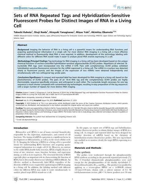 Pdf Sets Of Rna Repeated Tags And Hybridization Sensitive Fluorescent Probes For Distinct