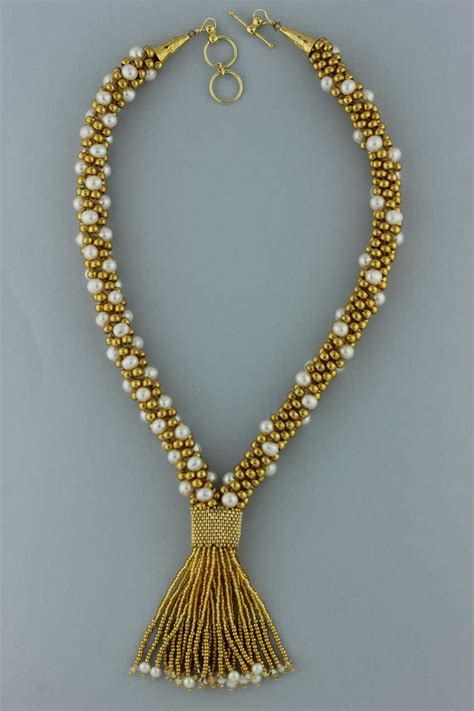 Golden Tassel Necklace Spangles Designs