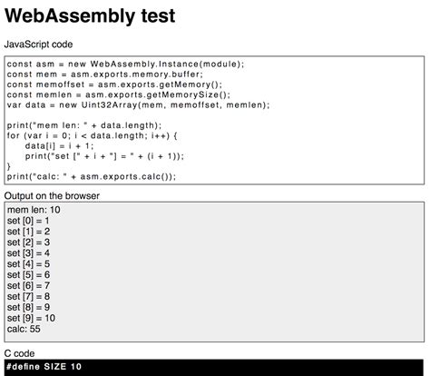 write in c language the fast web with webassembly