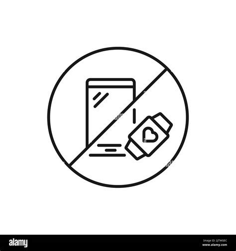 Forbidden To Use Smart Gadgets At Mri Scan Isolated Outline Icon