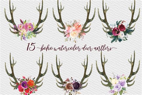 Boho Deer Anddeer Flowers Horns Antler Graphic By Aneta Design