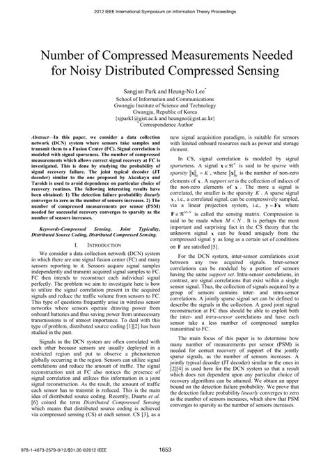Pdf Number Of Compressed Measurements Needed For Noisy Distributed Compressed Sensing