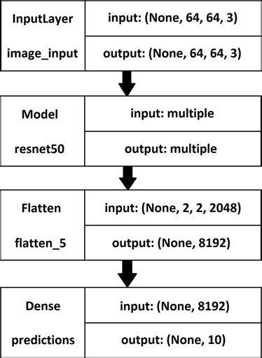 the resnet model description left layer name right input output size