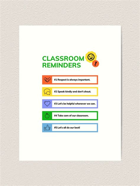 Classroom Reminders Classroom Manners Classroom Rules Art Print For Classroom Reminders Classroom Manners Classroom Rules Art Print For