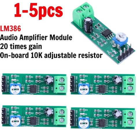 1 5pcs Lm386 Audio Amplifier Module 200 Times Gain Digital Mono