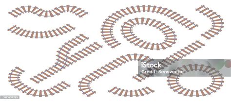 철도 부품 나무와 금속으로 만든 고립 된 철도 트랙 역 및 연결에 대한 격리 된 열차 운송 세부 정보 평면 만화 벡터 일러스트 레이 션 0명에 대한 스톡 벡터 아트 및 기타