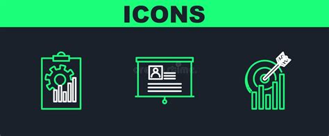 set line target with graph chart clipboard and board resume icon
