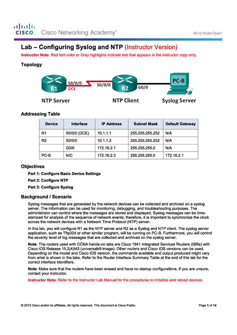27 Lab Configuring Syslog And Ntp Instructor Version Computer