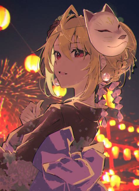 Safebooru 1girl Absurdres Aerial Fireworks Ahoge Angelica Rafa