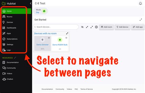 navigating the hub interface hubitat documentation
