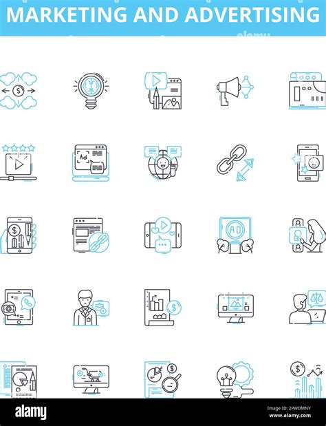 Marketing And Advertising Vector Line Icons Set Marketing Advertising Promoting Branding