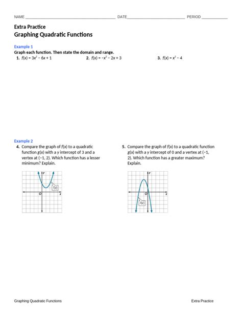 Graphing Quadratic Functions Pdf Function Mathematics Derivative
