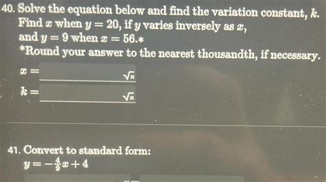 [answered] 40 Solve The Equation Below And Find The Variation Constant Kunduz