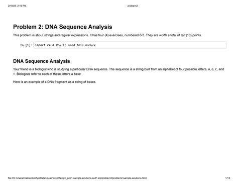Problem Problem DNA Sequence Analysis This Problem Is About Strings And Regular