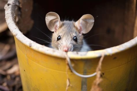 Premium AI Image A Mouse Caught In A Homemade Bucket Trap