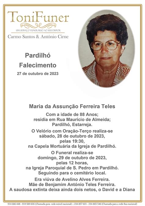 Maria Da Assunção Ferreira Teles Participação De Funeral Tonifuner