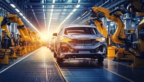 Automotive Assembly Line Showcasing Car Manufacturing Process Stock