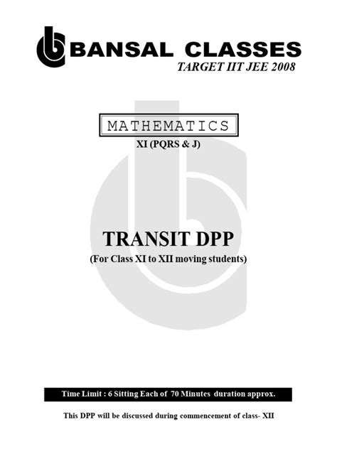 Transit Dpp 11th Pqrs And J Maths Wa Pdf Trigonometric Functions