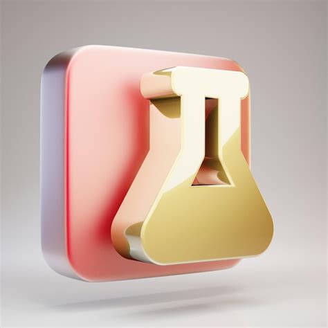 Premium Photo Flask Icon Golden Flask Symbol On Red Matte Gold Plate