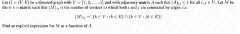solved let g v e be a directed graph with v