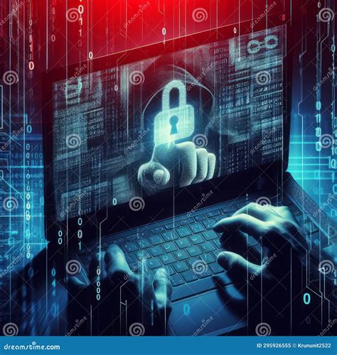 Concept Of Cyber Security Threat And Attack Hacker Hand In Computer Monitor Stock Illustration