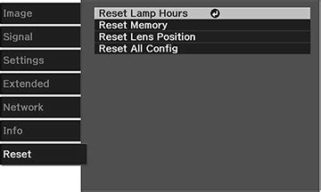 Resetting The Lamp Timer