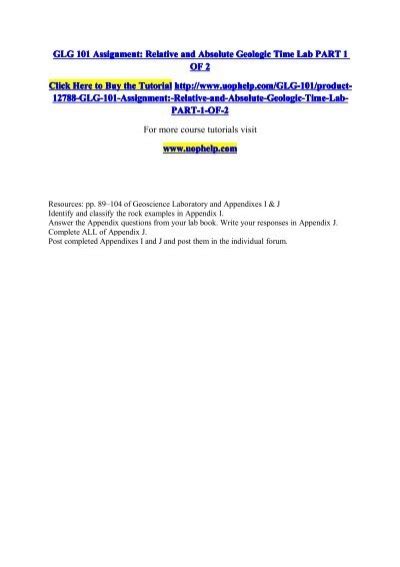 glg 101 assignment relative and absolute geologic time lab part 1 of 2