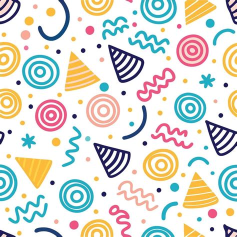 Seamless Pattern With Colorful Party Hats And Shapes 54079444 Vector