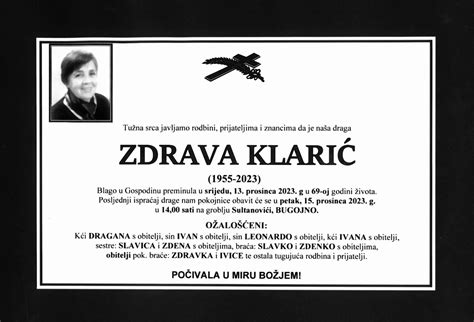 Zdrava Klarić Osmrtnice Livno Zdrava Klarić Osmrtnice Livno