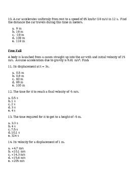 FREE Kinematics 2D Physics Quiz Bundle Retakes Key Included