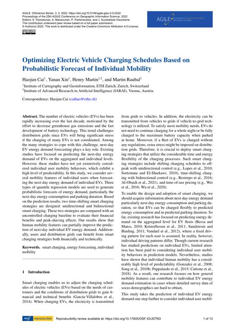 Pdf Optimizing Electric Vehicle Charging Schedules Based On