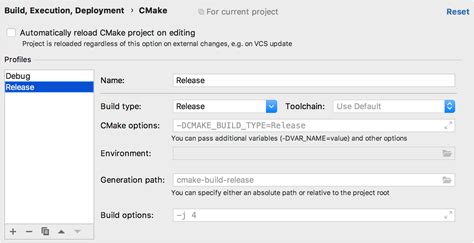 CMake Profile Help CLion