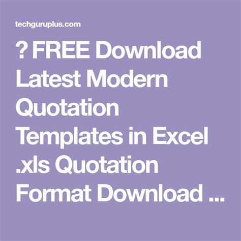 🔥 Free Download Latest Modern Quotation Templates In Excel Xls Quotation Format Download For