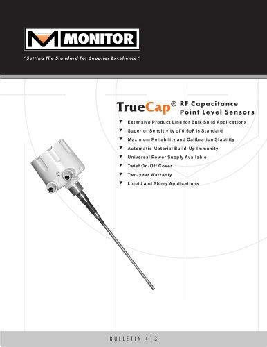 Truecap Rf Capacitance Level Sensor Product Sheet Monitor Technologies Pdf Catalogs
