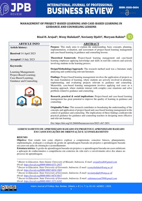 Pdf Management Of Project Based Learning And Case Based Learning In