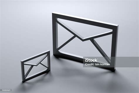 봉투 편지 개념입니다 봉투 기호입니다 금속 봉투 기호입니다 최소한의 봉투 3d 렌더링 개념에 대한 스톡 사진 및 기타 이미지