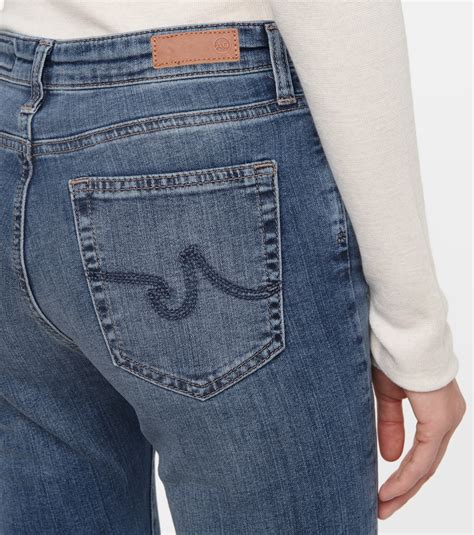 Mari High Rise Stretch Cotton Jeans In Blue Ag Jeans Mytheresa