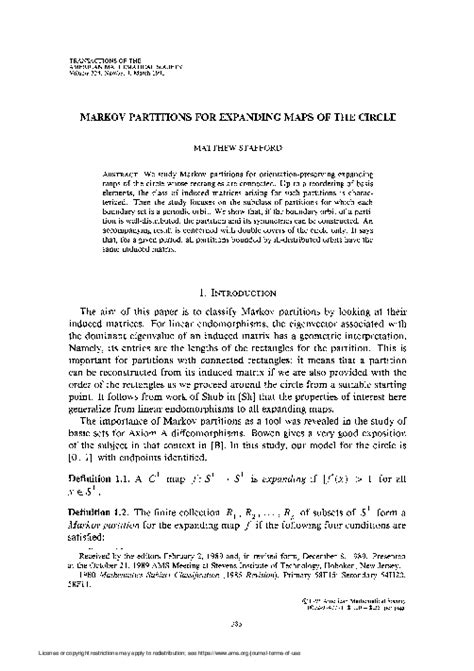 pdf markov partitions for expanding maps of the circle