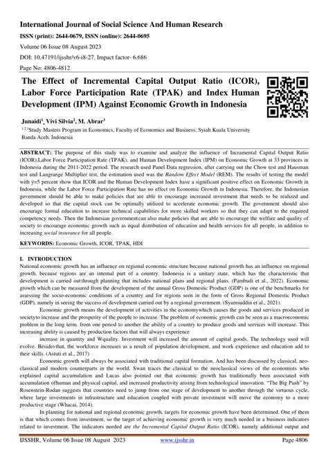 Pdf The Effect Of Incremental Capital Output Ratio Icor Labor