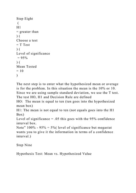 Excel For Single Mean Hypothesis Testsituation I Am Looking Docx