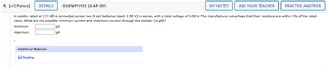 Solved Value What Are The Possible Minimum Current And Chegg