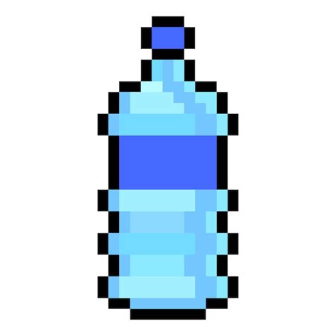 Water Bottle With Pixel Art Premium Vector